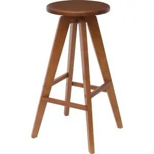 JONATHAN Y Ceren Midcentury Round Solid Wood Backless Bar Stool - Walnut (30.5" Bar Stool)